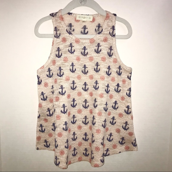 Ginger G | Shirts & Tops | Ginger G Tank Top Blush Pink With Navy ...